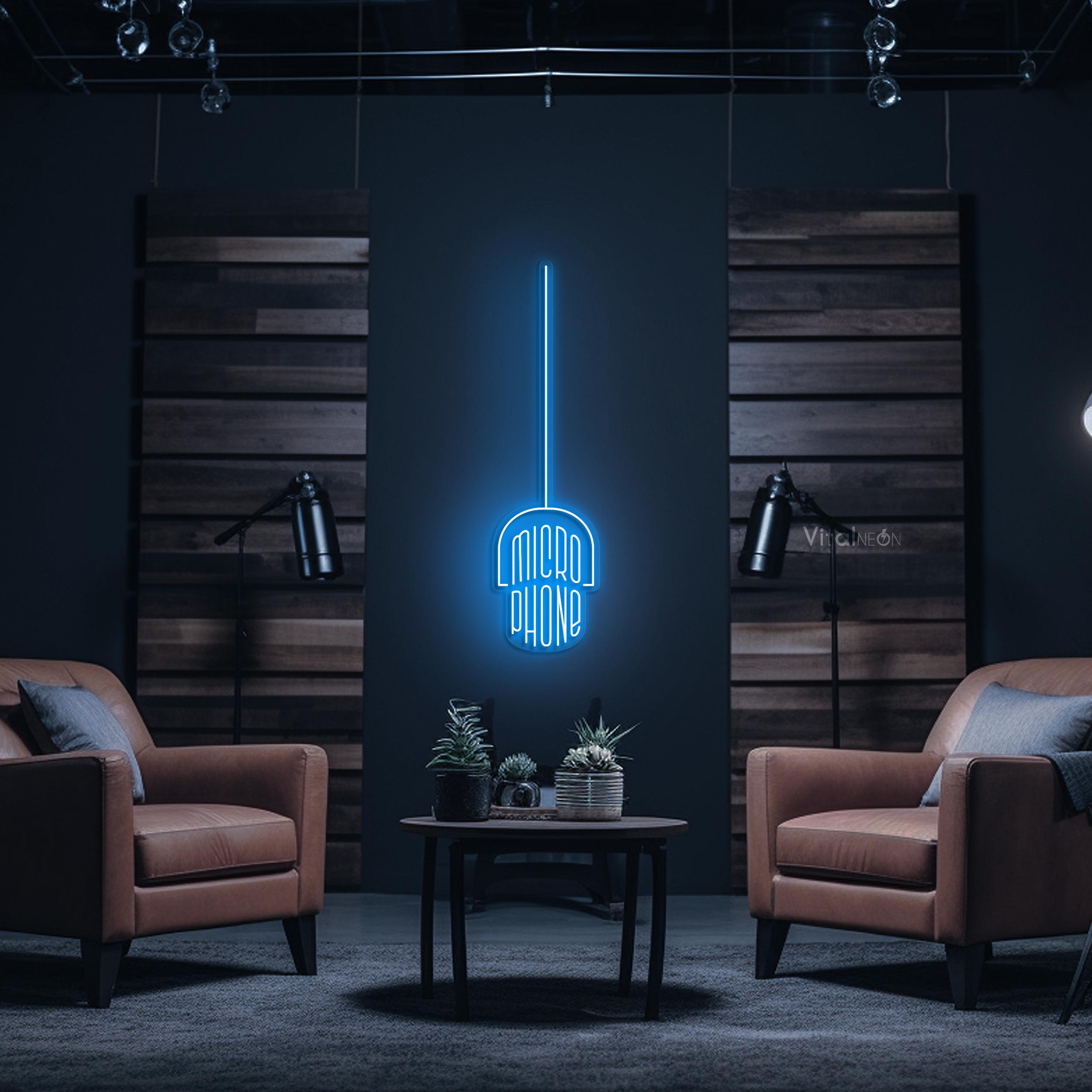 Microphone Neon Sign, Podcast Studio LED Wall Art - Etsy