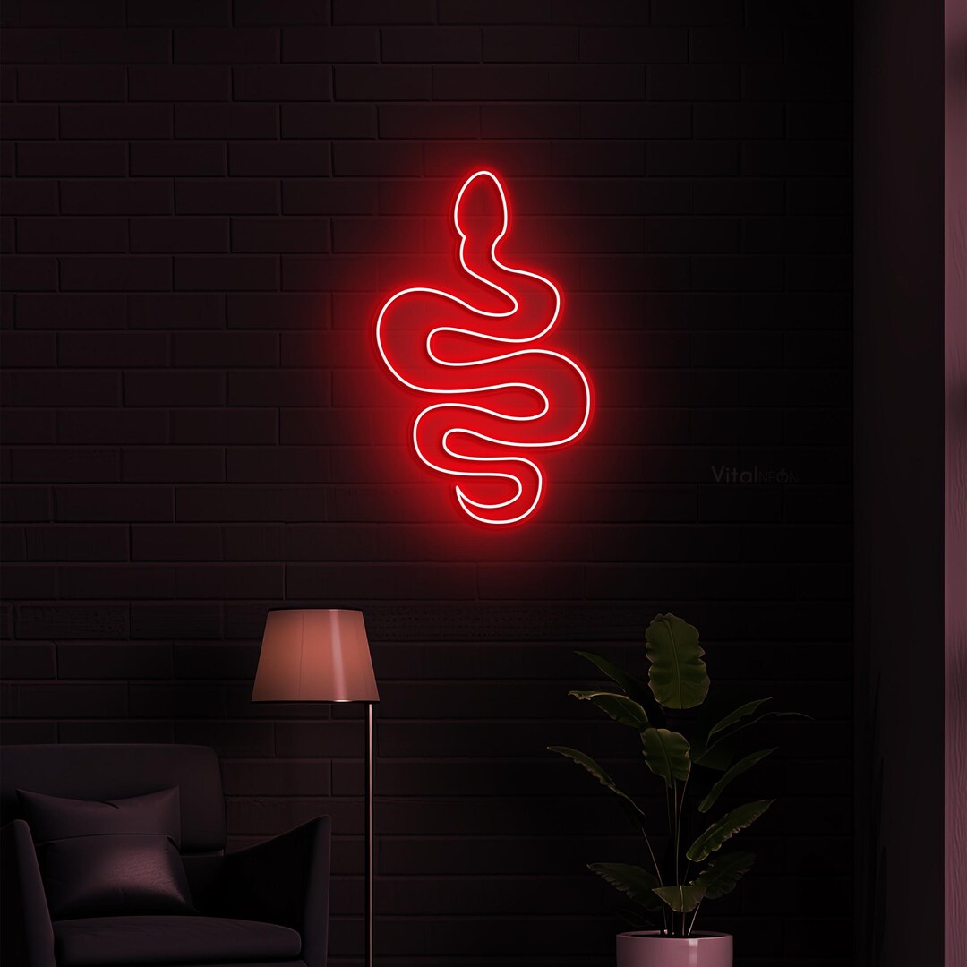 Snake Neon Sign, Snake LED Light, Snake LED Neon Art, Custom Snake Neon ...
