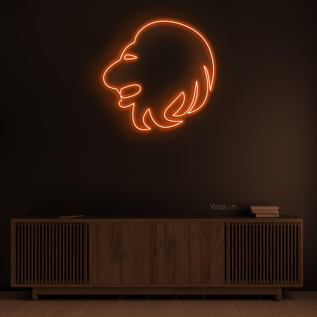 Lion Head LED Neon Sign, Animal Shop Decor - Etsy