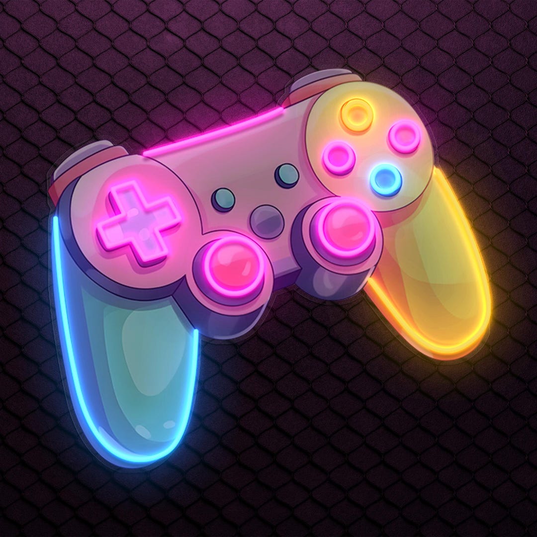 Gamepad Controller Neon Light, Gamer Room Decor, LED Game Neon Pop Art ...