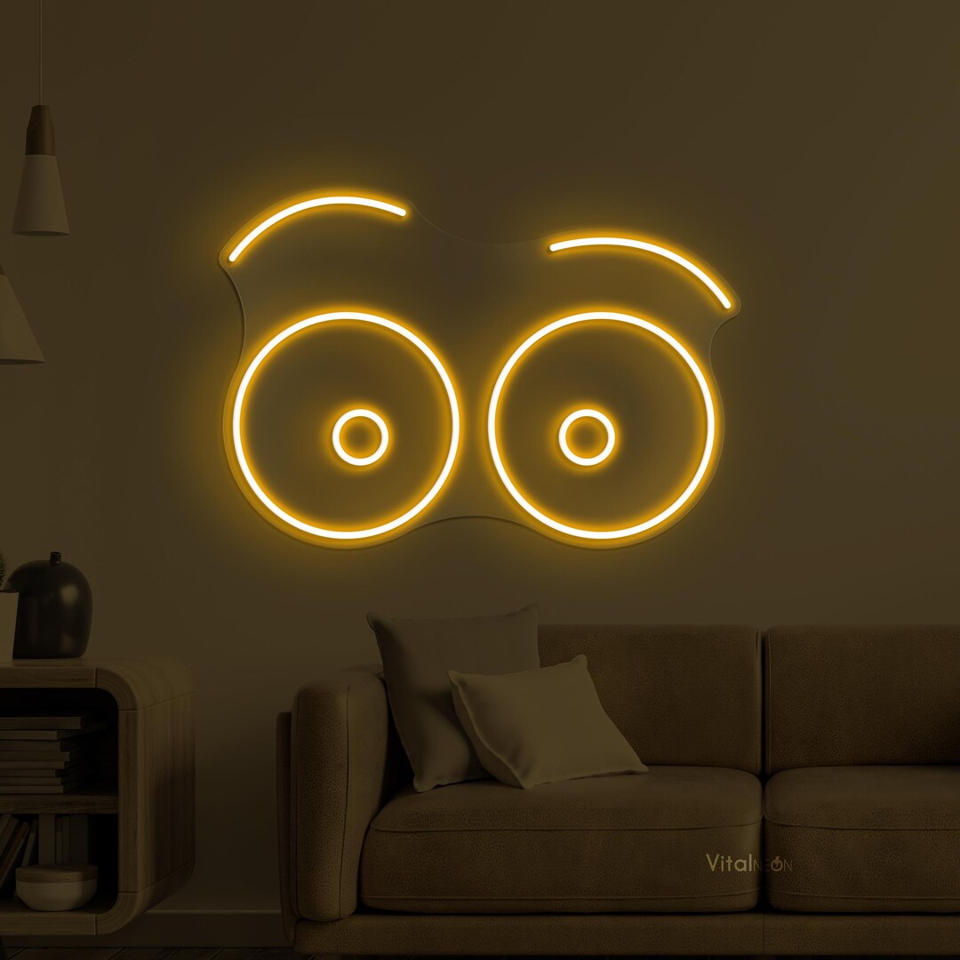 Eye Emoji Neon Sign, Eyebrows LED Light, Surprised Eyes Wall Decor ...
