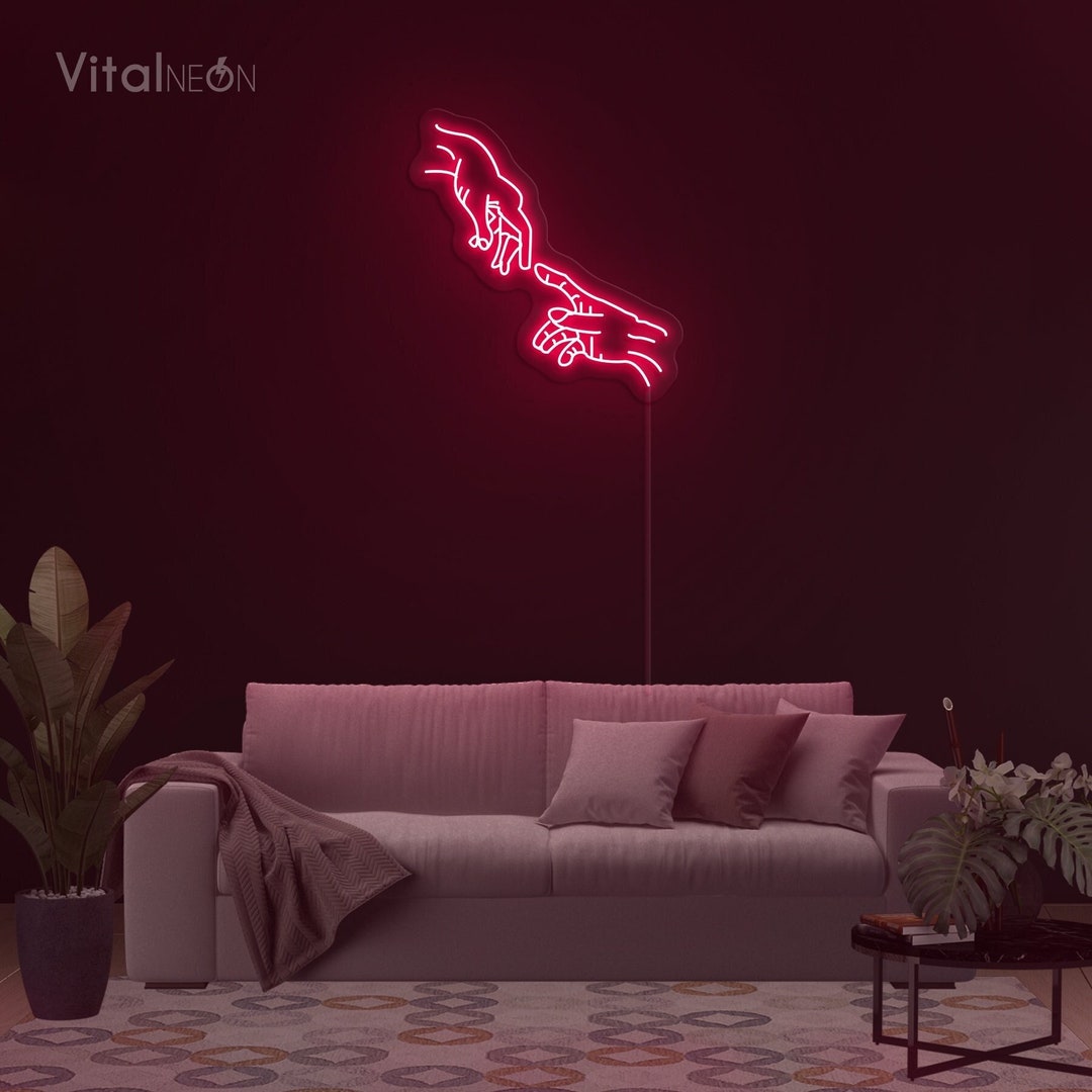 Hands Neon Sign, LED Hand Wall Light, Wedding Backdrop Decor, Couple ...
