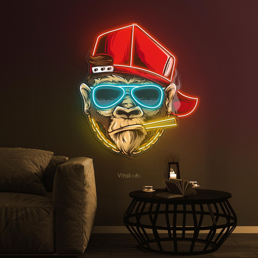 Monkey Neon Sign, Rockstar Monkey LED Light, Monkey LED Pop Art ...