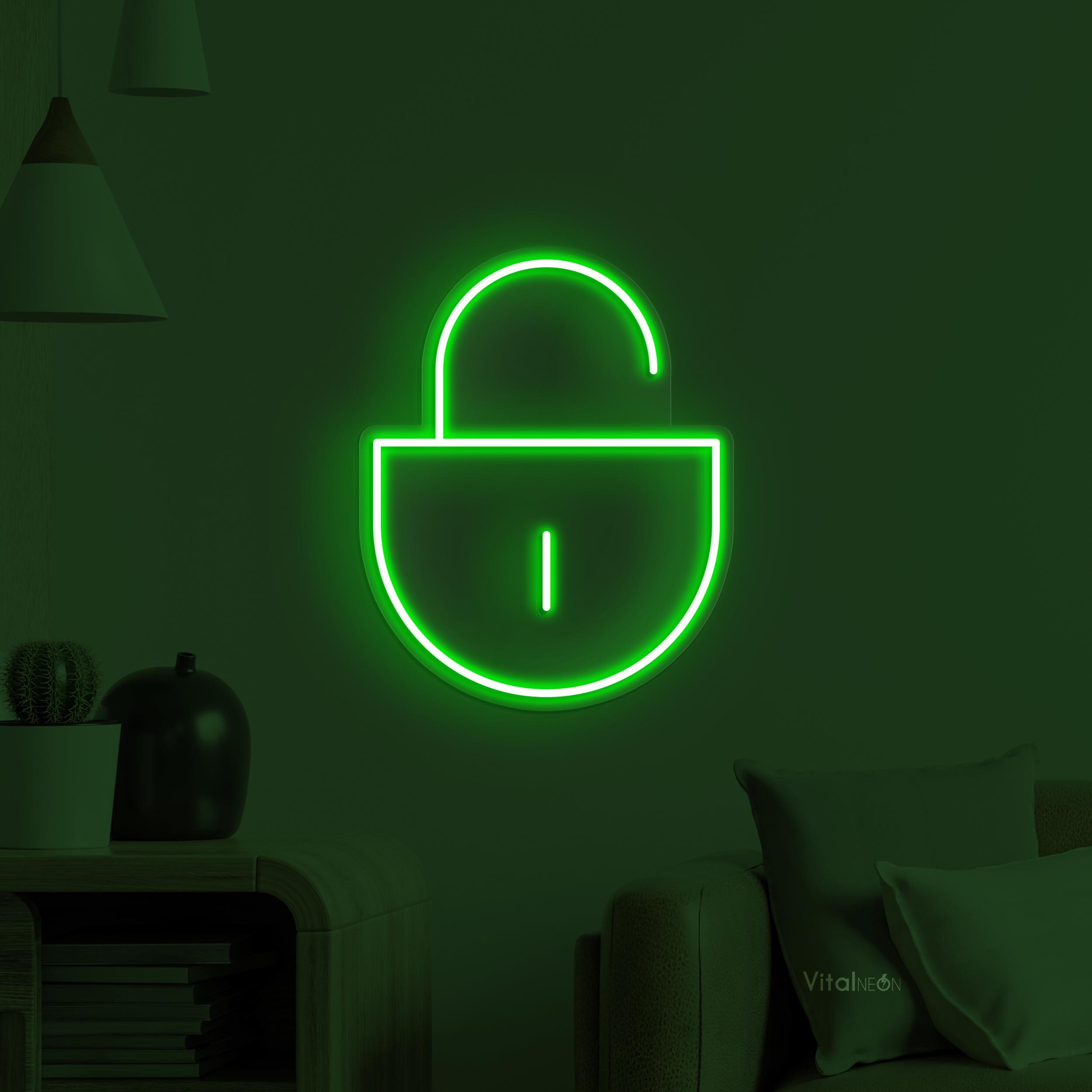 Lock Neon Sign Unlocked LED Light Security Wall Art Home Decor Cafe Bar ...