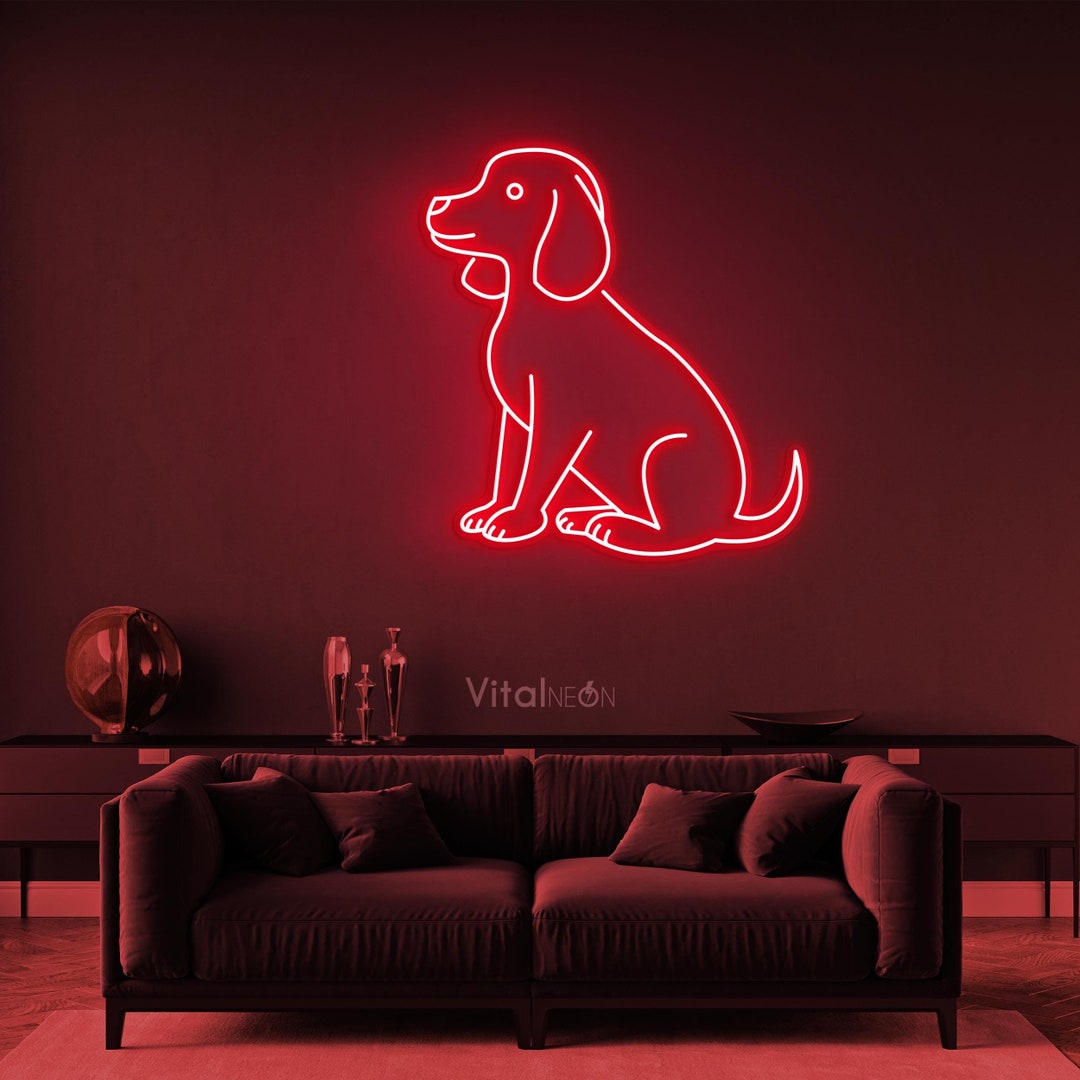 Puppy Neon Sign, Puppy Dog LED Light, Sitting Dog LED Neon Art, Cute ...