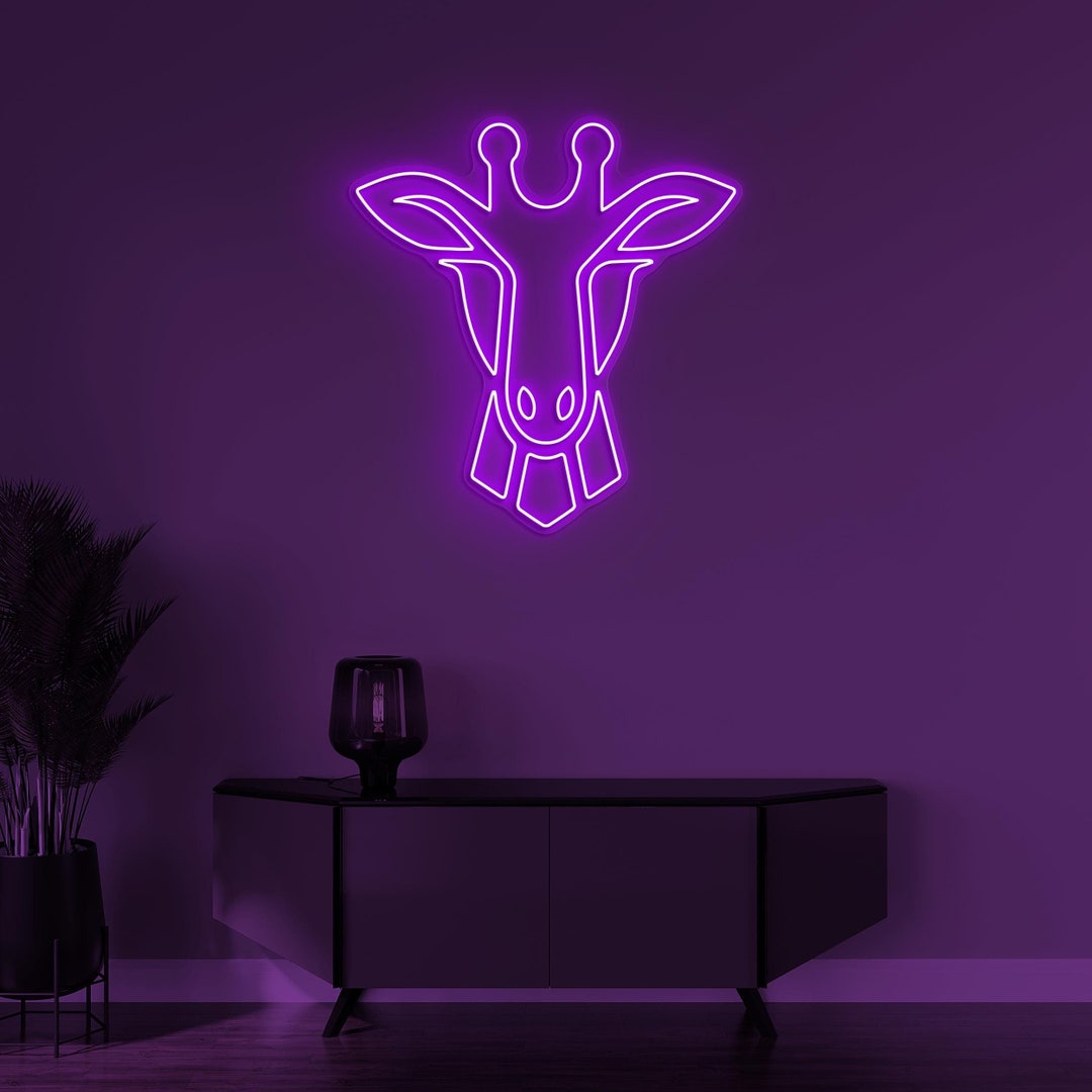 Giraffe Neon Sign, Giraffe LED Light, Giraffe Head Wall Decor, Zoo Wall ...