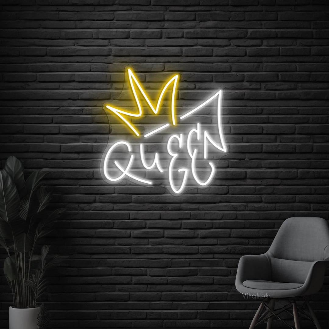 Queen Neon Sign, Queen LED Light, Queen Crown Wall Decor, Queen Logo Neon Sign, Princess Crown ...