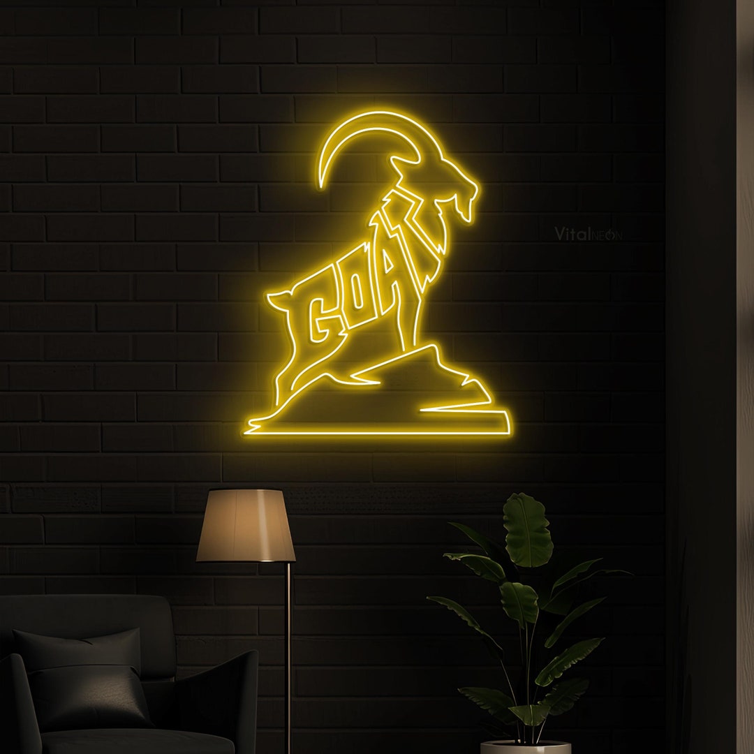 Goat on Mountain Neon Sign, Goat on Mountain LED Light, Mountain Goat ...