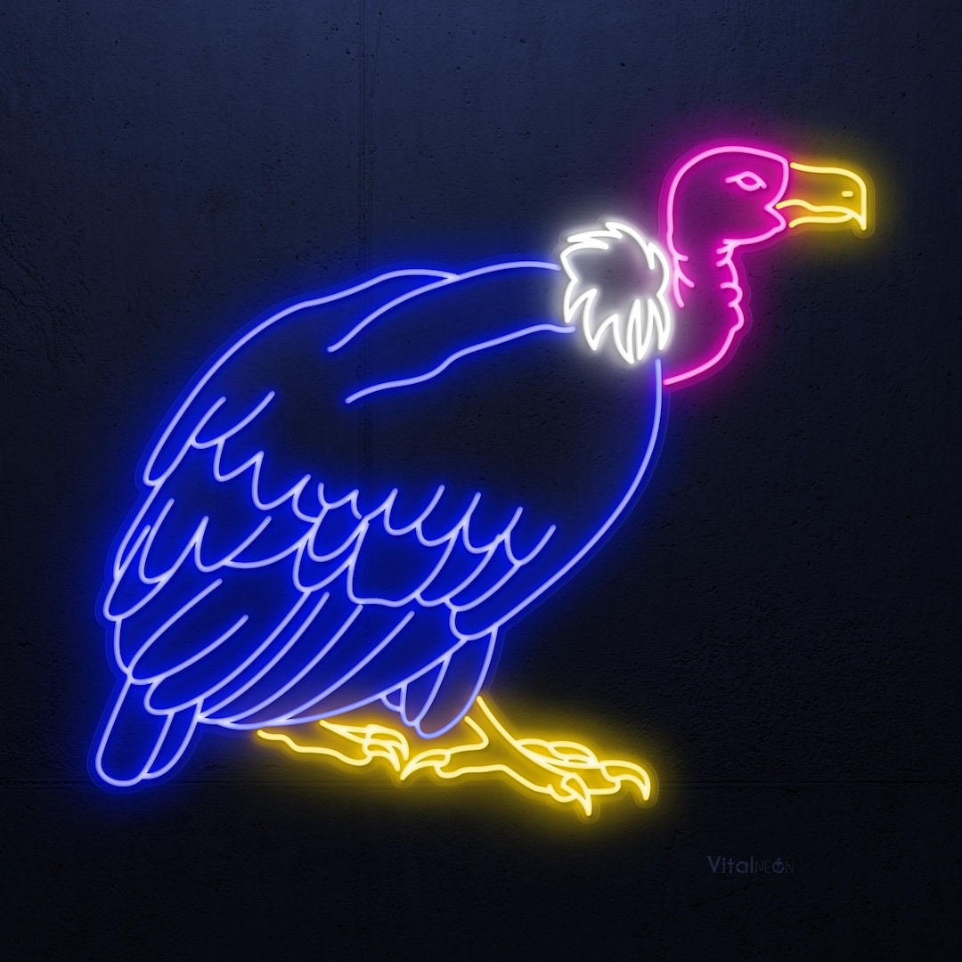 Vulture Buzzard LED Neon Sign, Spooky Wildlife Desert Bar Cafe Game ...