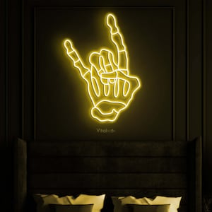 Rock N Roll Neon Sign, Skeleton Hand LED Light, Skeleton LED Neon Light ...
