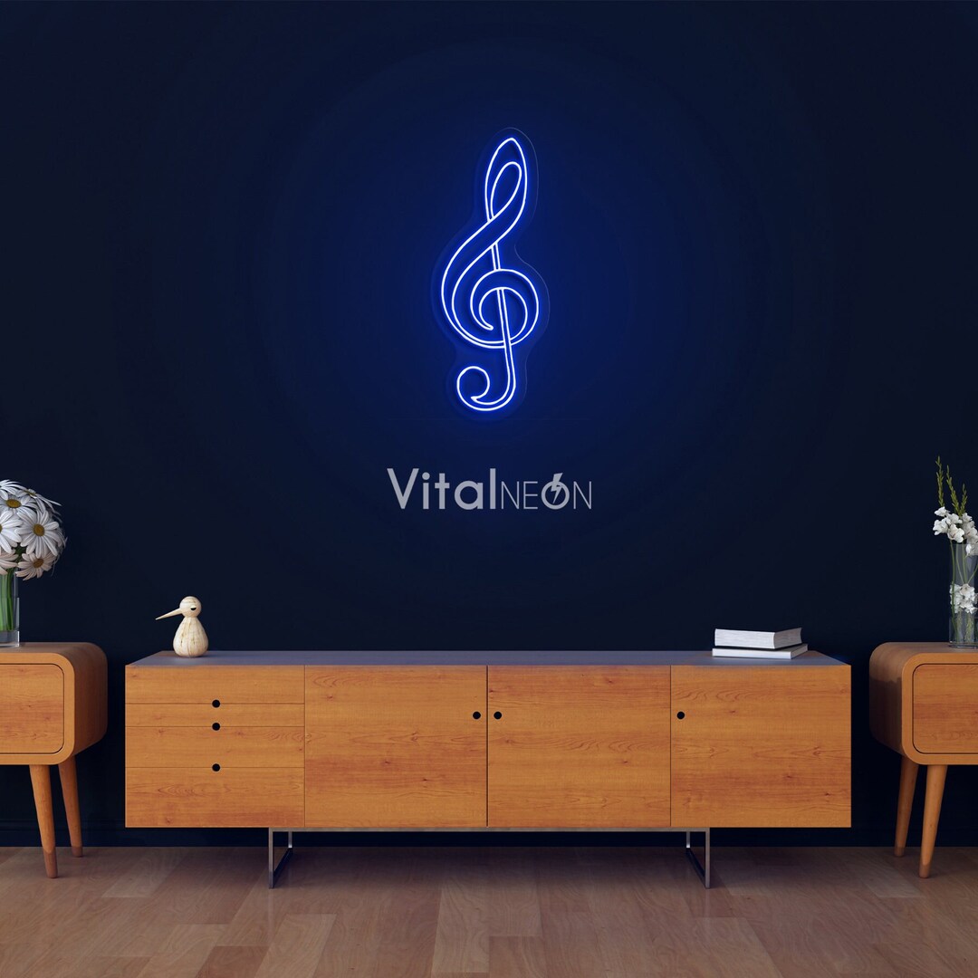 Treble Clef Neon Sign, LED Wall Decor, Musical Theme, Unique Room ...