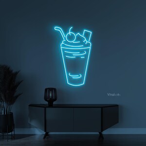 Milkshake Neon Sign, Milkshake LED Light, Sweet Trea Wall Art, Dessert ...