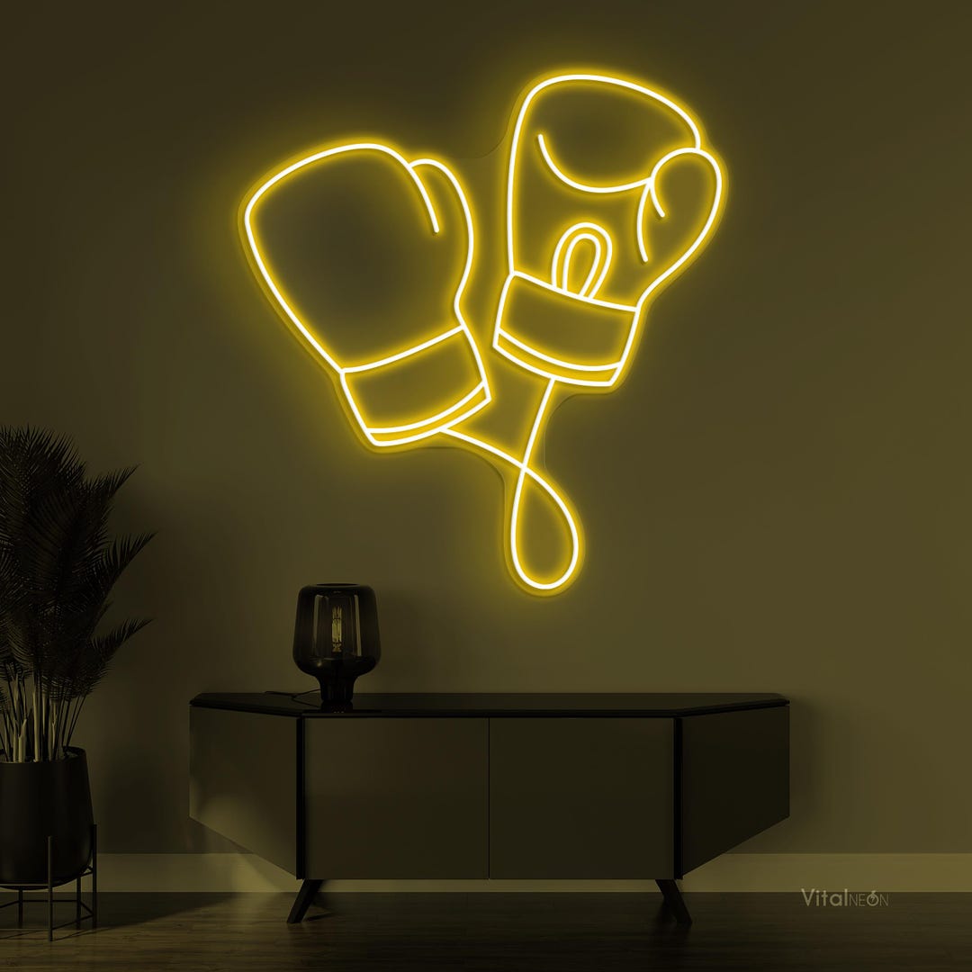 Boxing Gloves Neon Sign, Boxing Gloves LED Light, Gym Wall Decor, Game ...