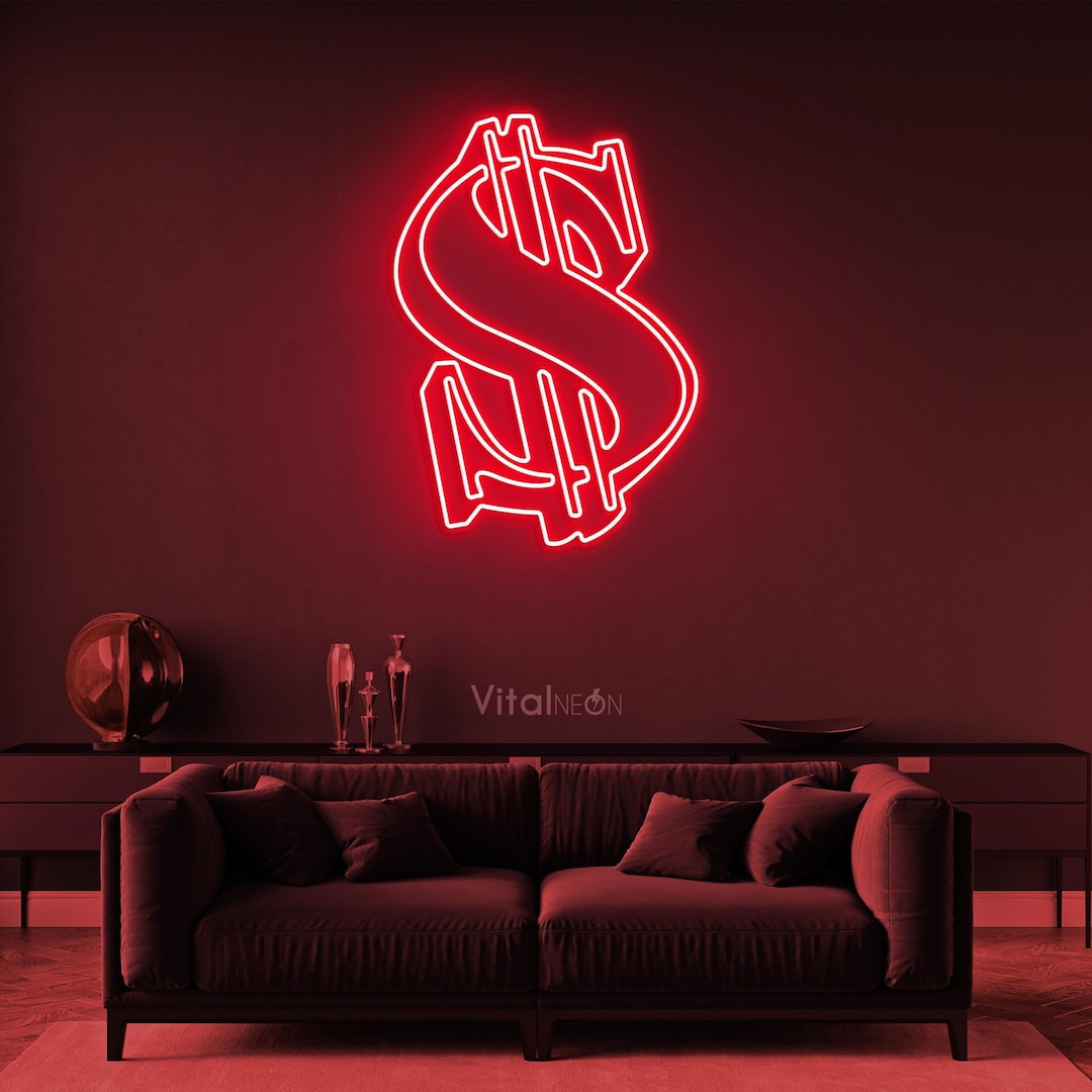 Dollar Neon Sign, Dollar LED Light, Dollar Sign Wall Art, Money Neon ...