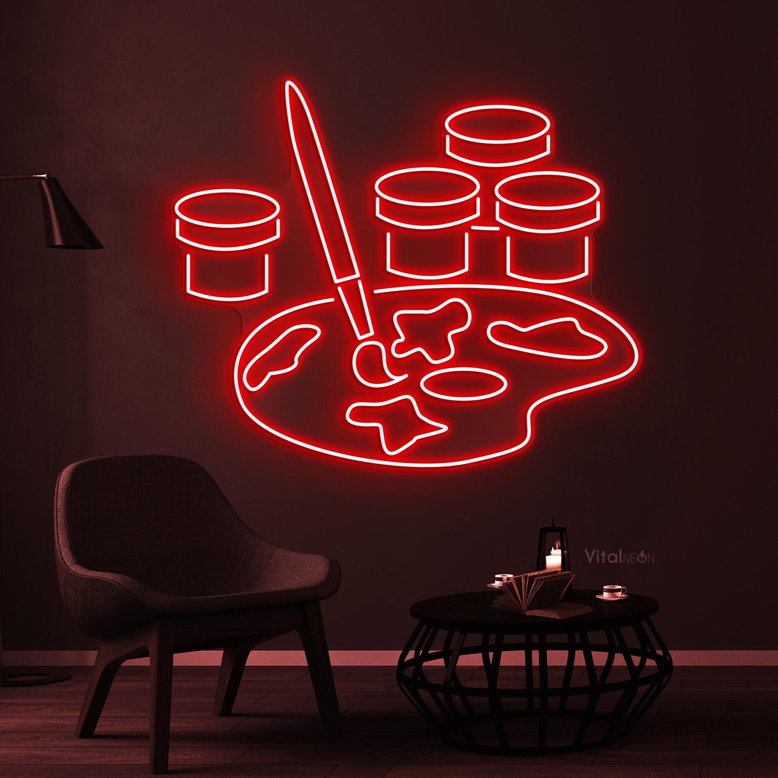 Paint Palette LED Light, Art Wall Decor, Painter Room Sign, Gallery ...