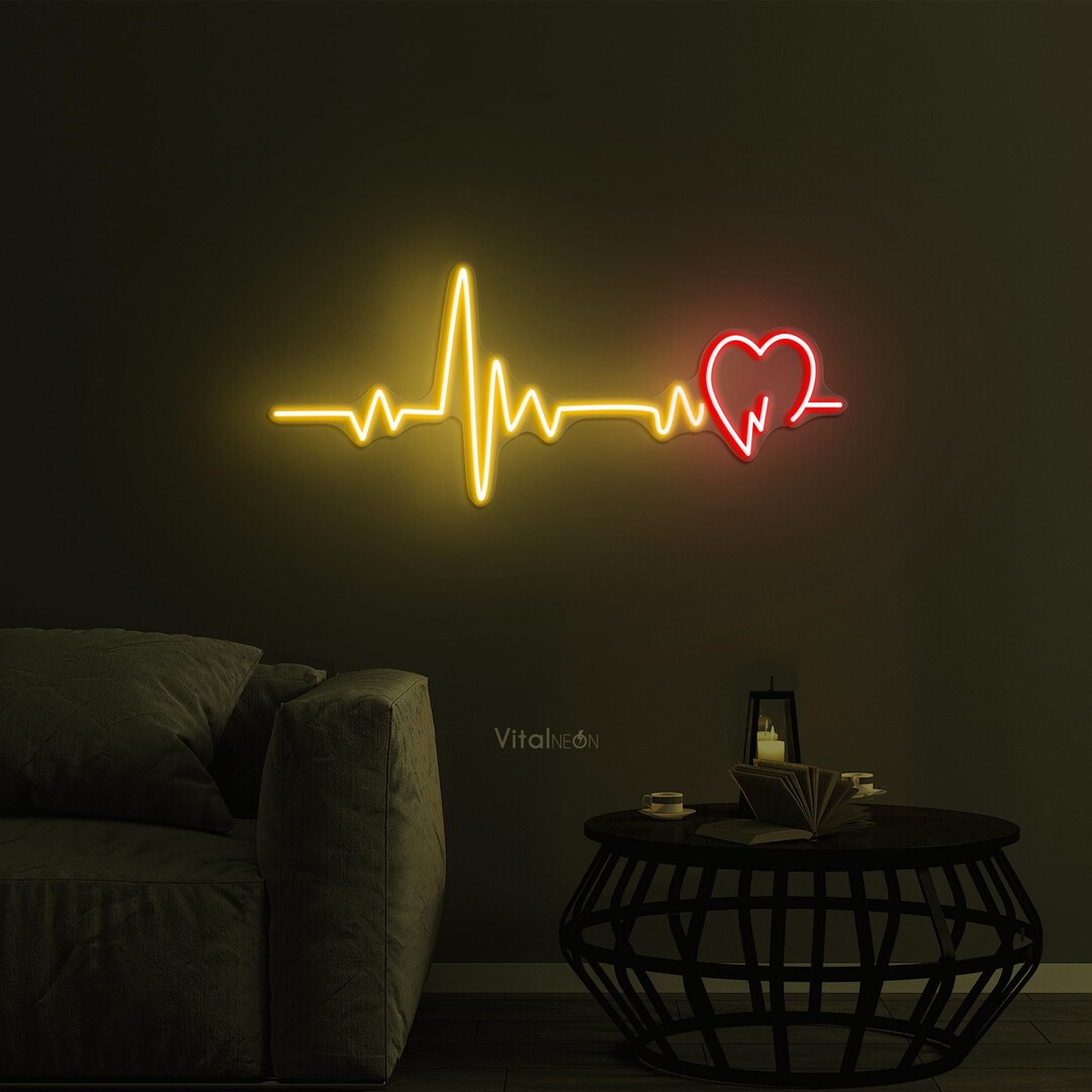 Heartbeat Heart Neon Sign LED Light Art Home Wall Decor Custom Kids ...