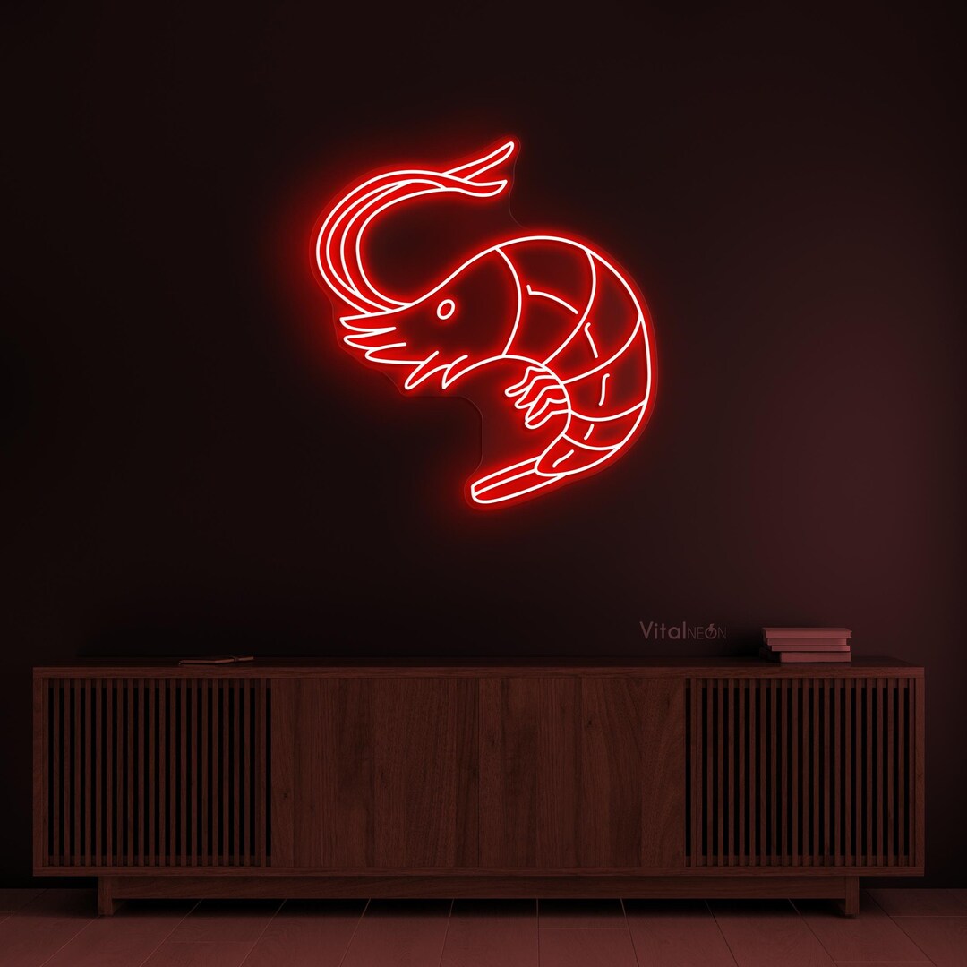 Shrimp Neon Sign, Shrimp LED Light, Sea Food LED Wall Art, Animal Shop ...