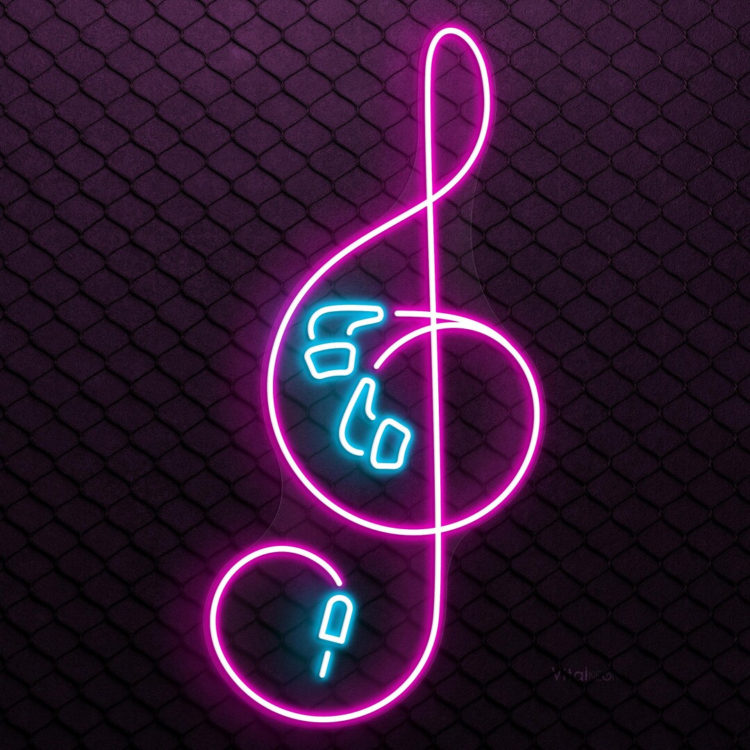 Treble Clef Neon Sign, Treble Clef Notes LED Light, Music Note ...