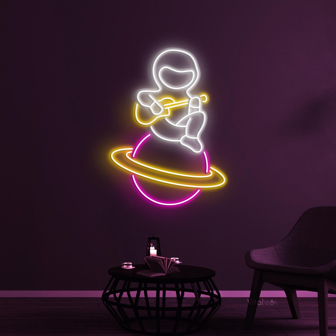 Astronaut Musician Neon Sign, Astronaut Musician LED Light, Space ...