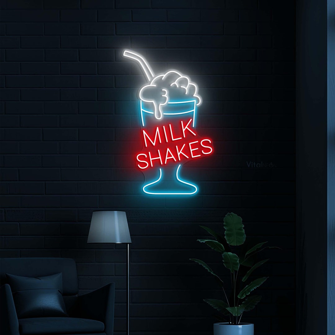 Milkshake Neon Sign, Milkshake LED Light, Sweet Treat LED Wall Art ...