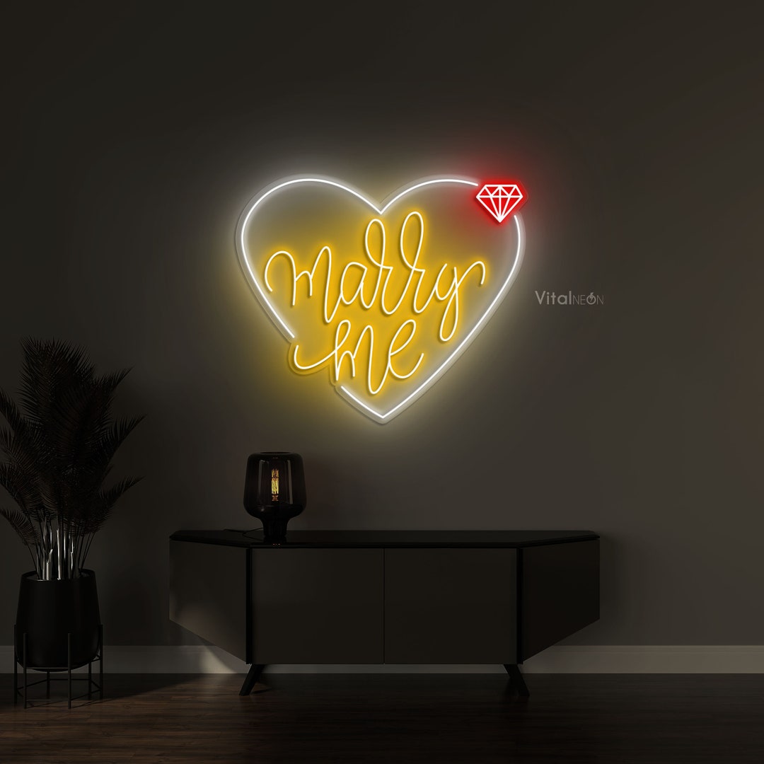 Marry Me Heart Neon Light, Marry Me Neon Sign, Wedding Decor, Custom ...