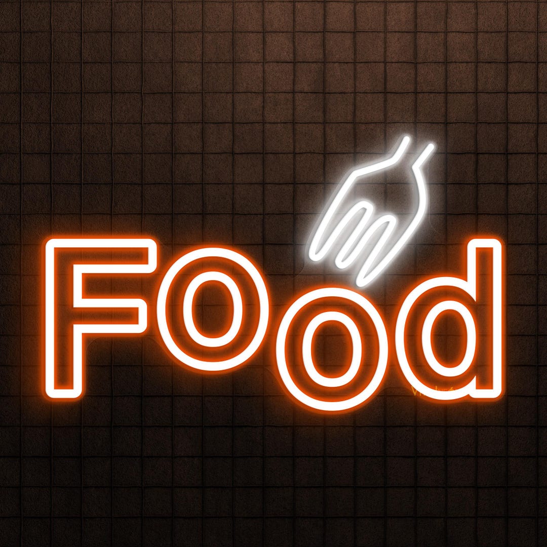 Food Neon Sign, Food LED Light, Fork Food Wall Decor, Restaurant Wall ...