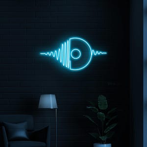 Vinyl Disc Wave Neon Sign, Record and Soundwave Light, Sound Wave Wall ...