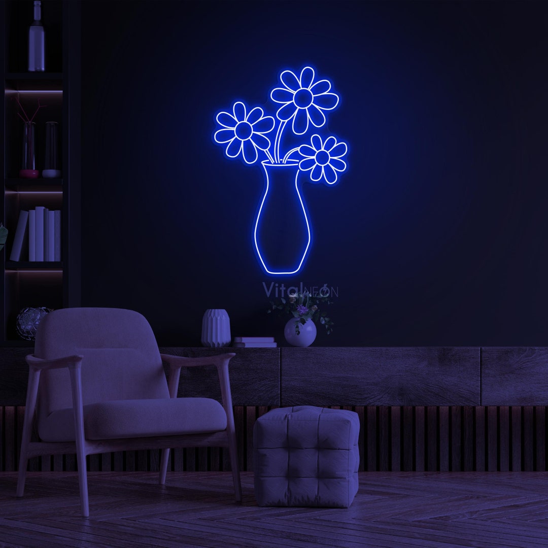 Flower Vase Neon Sign, Flower Bouquet LED Light, Flower Bouquet Neon ...