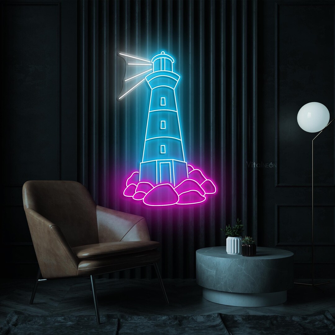 Lighthouse Neon Sign, Lighthouse LED Light, Lighthouse LED Neon Art ...