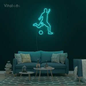 Soccer Player Neon Sign, Soccer Ball LED Light, Football Sports Decor ...