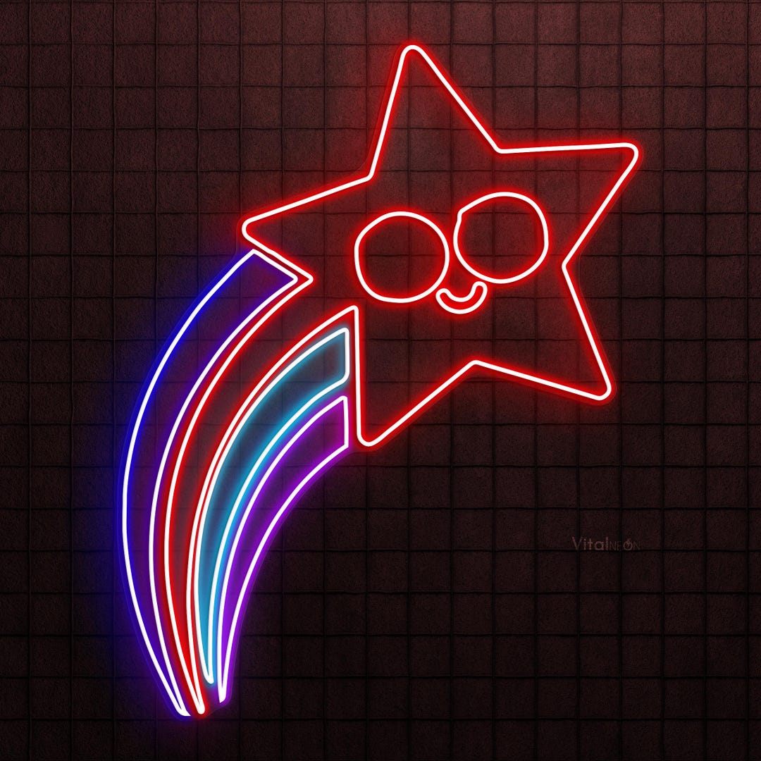 Shooting Star Neon Sign, Shooting Star LED Light, Happy Star Wall Decor ...
