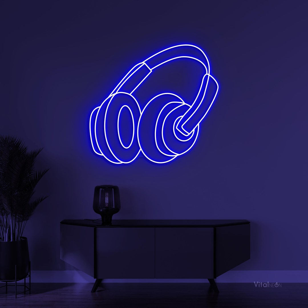 Headphones Neon Sign, Headphones LED Light, Gaming Headphones Wall ...