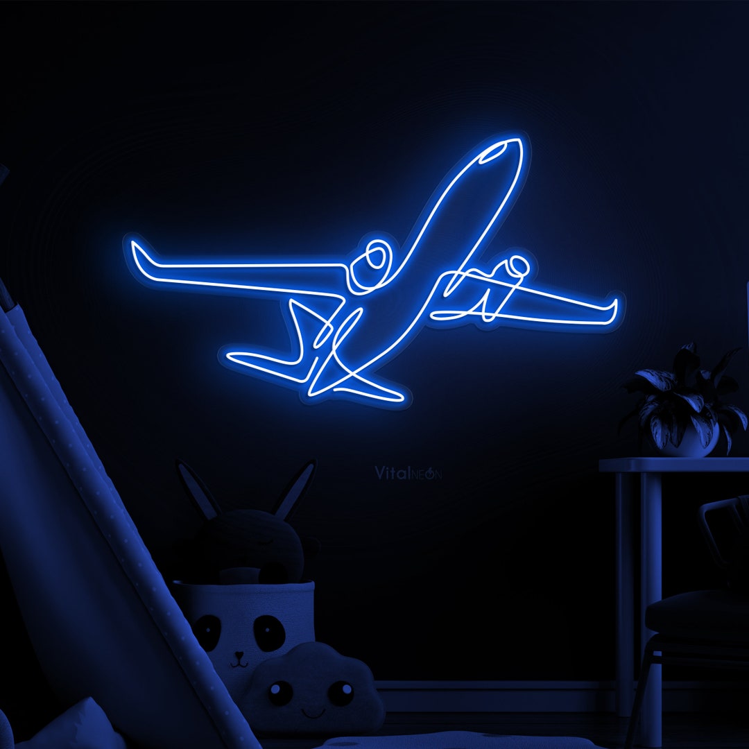 Airplane Neon Sign, Airplane Neon Light, Airplane Wall Art for Home ...