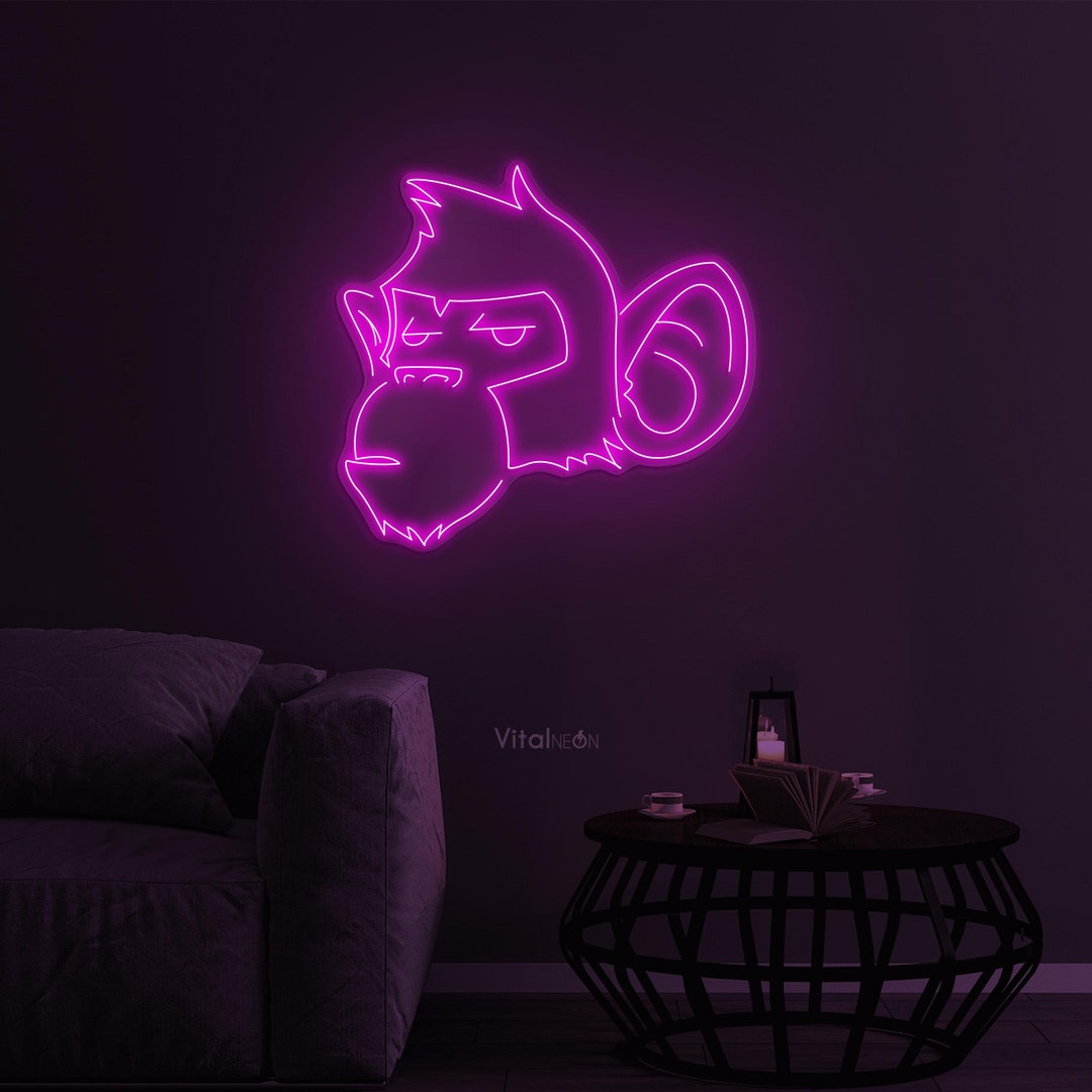 Monkey Neon Sign, Monkey Head LED Light, Monkey Neon Wall Art, Animal ...