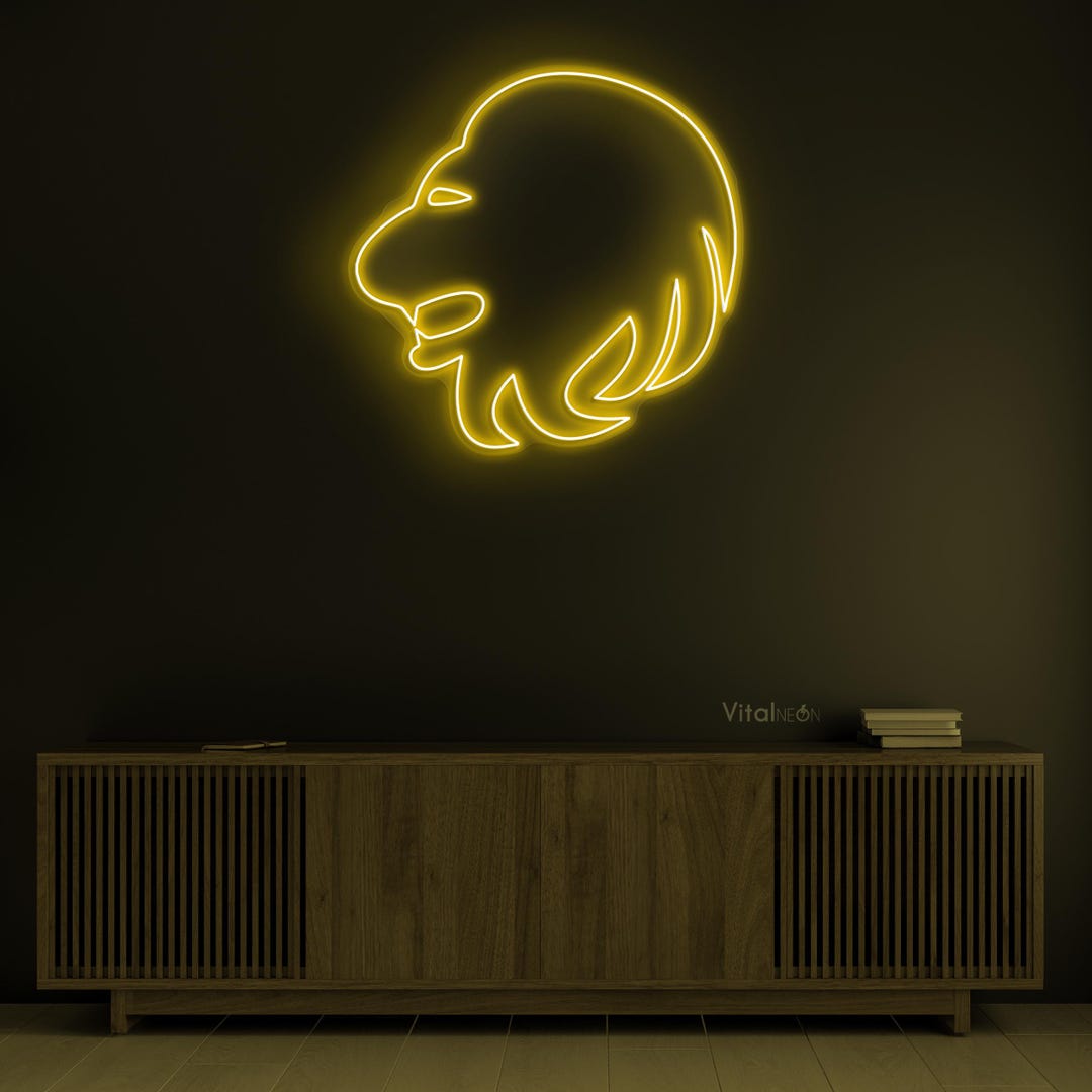 Lion Neon Sign, Lion Head LED Light, Animal Shop Wall Decor, Zoo Wall ...