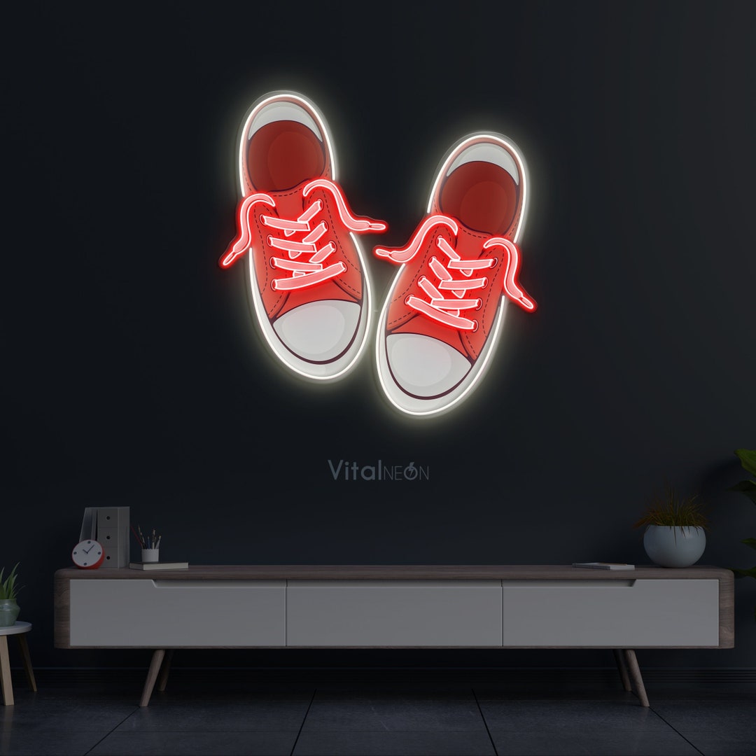 Shoes Neon Sign, Custom LED Pop Art, Shoe With Laces Neon Art, Night ...