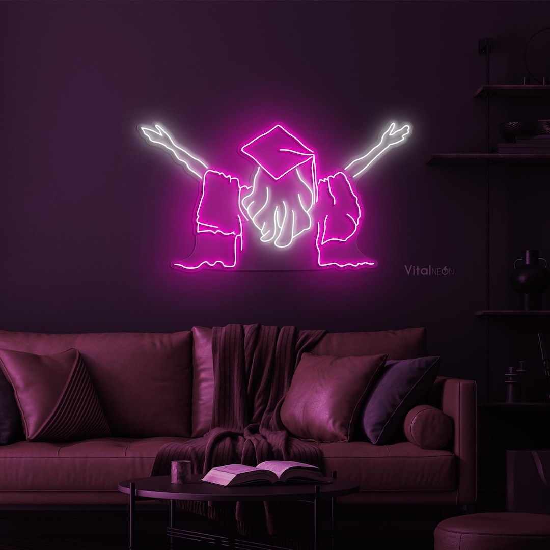 Graduate Neon Sign, Graduate LED Light, Graduate Girl LED Neon Art ...