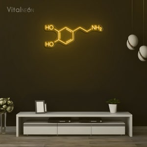 Dopamine Molecule Neon Sign, Science Decor, Chemistry Neon Art, Brain ...