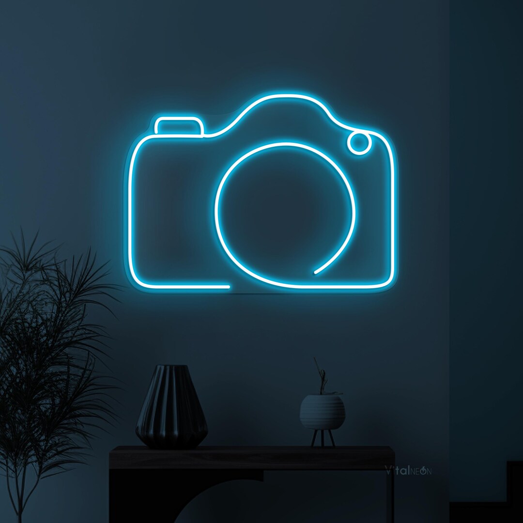 Camera Neon Sign, Camera LED Light, Photography Wall Decor, Kids Room ...