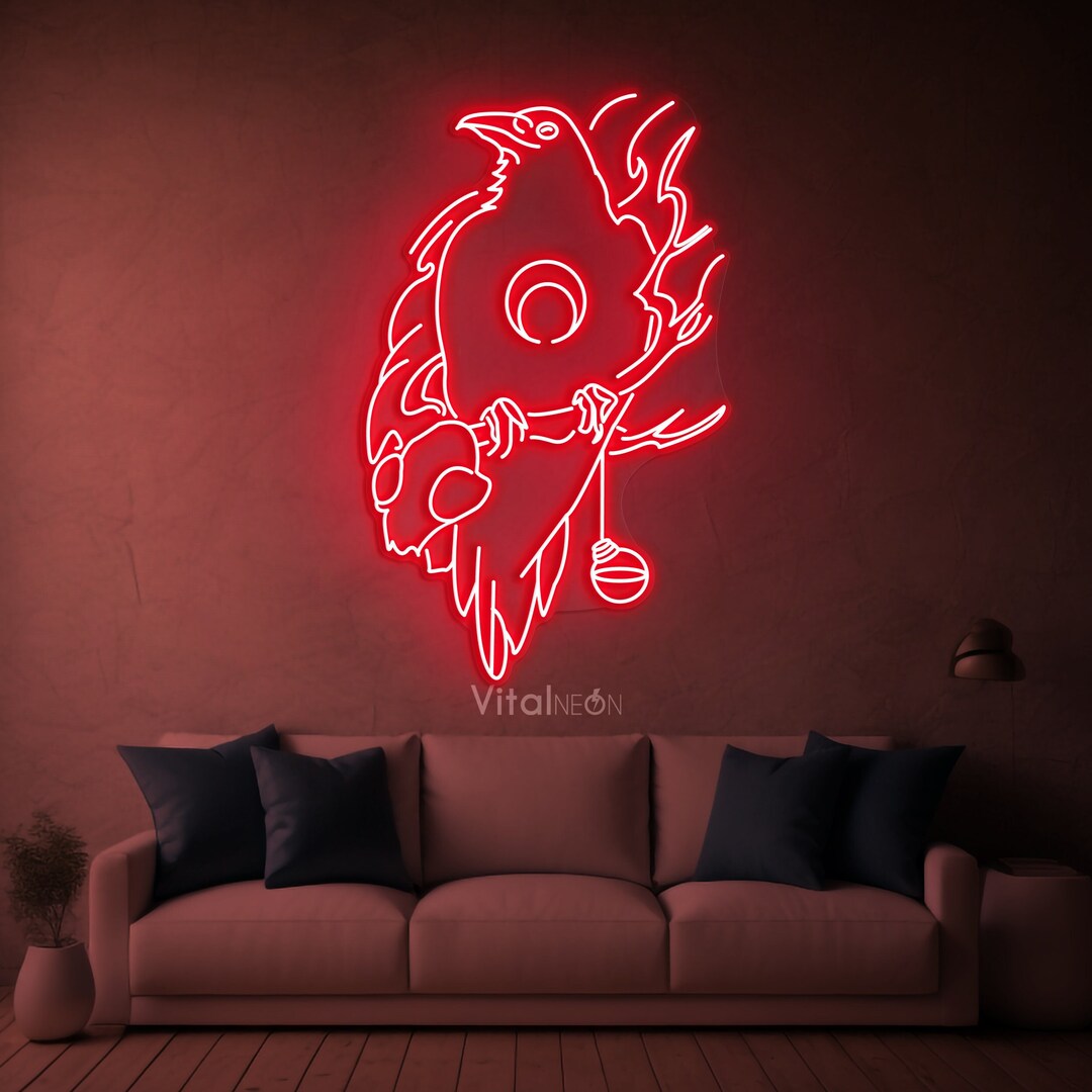 Raven and Skull Neon Light, Raven Neon Sign, Crow on Skull Neon Sign ...
