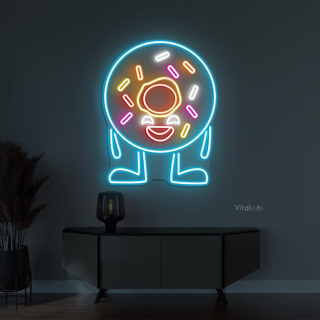 Donut Neon Sign, Donut LED Light, Yummy Donut Wall Art, Happy Donut ...