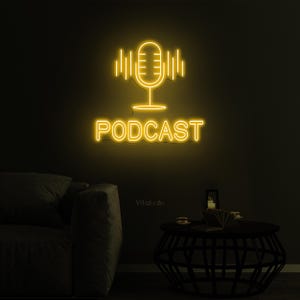Podcast Neon Sign, Podcast LED Light, Microphone Neon Light, News ...