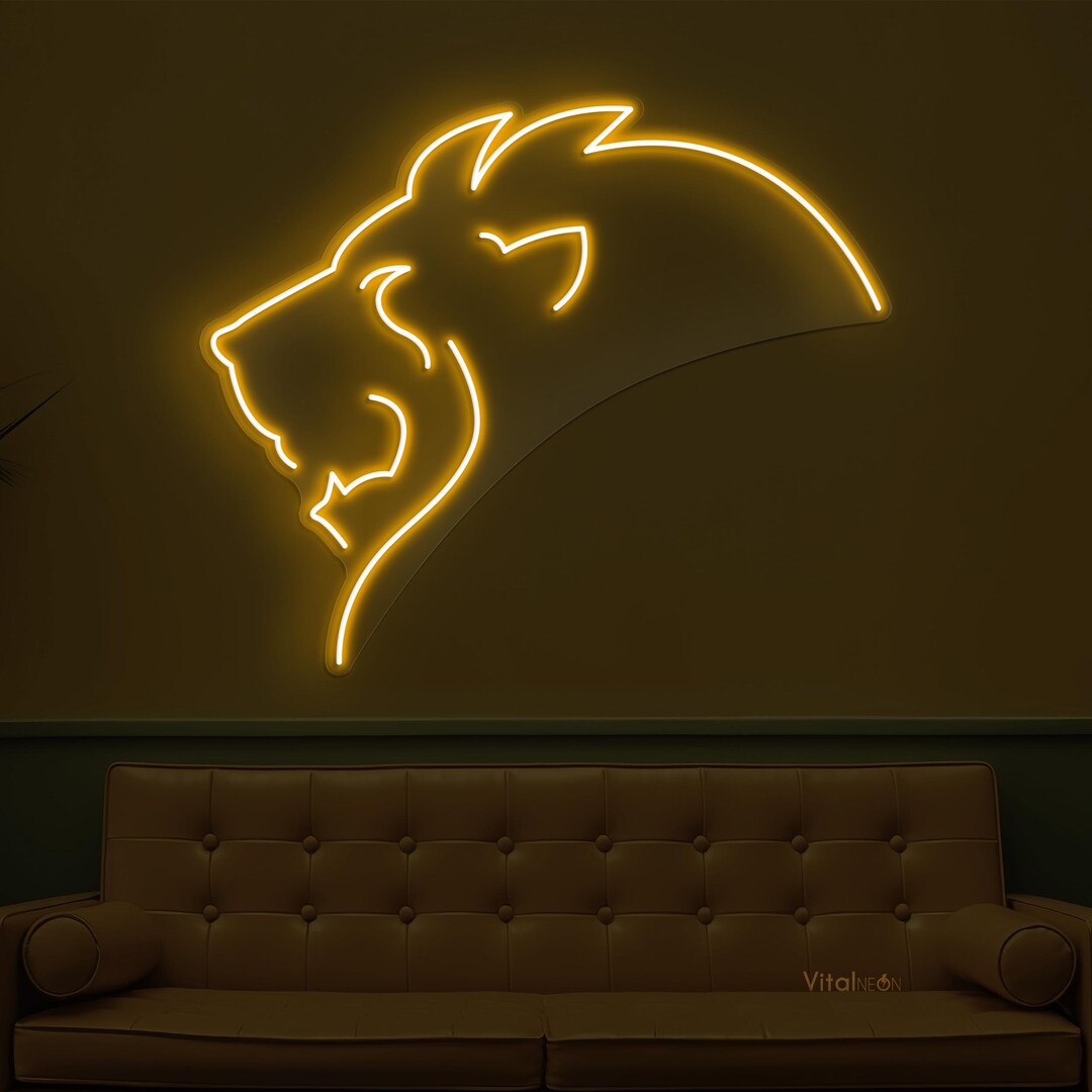 Lion Neon Sign LED Light Roaring Wall Decor Home Scenery Art Kids Room ...