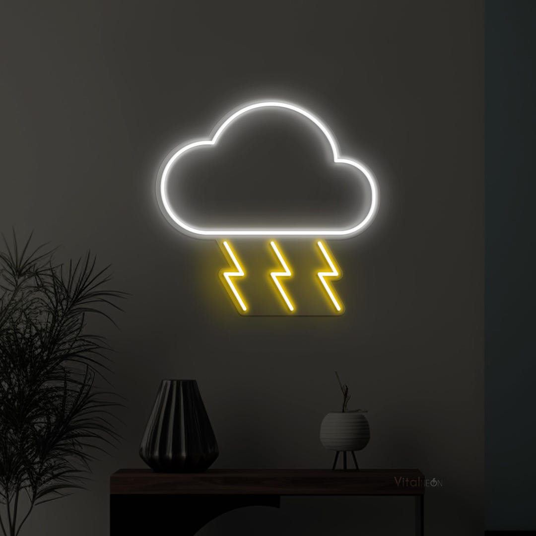Lightning Cloud Neon Sign, Lightning Cloud LED Light, Thunderstorm Wall ...