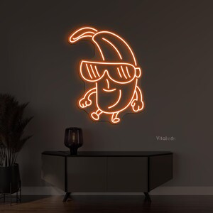 Banana With Sunglasses Neon Sign, Banana With Sunglasses LED Light ...