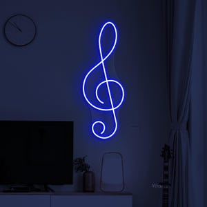 Treble Clef Neon Sign, Treble Clef LED Light, Musical Note Wall Decor ...