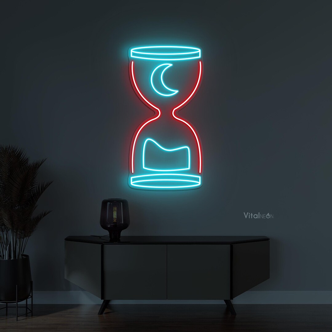 Moon Hourglass Neon Sign, Moon Hourglass LED Light, Timmer Wall Decor ...