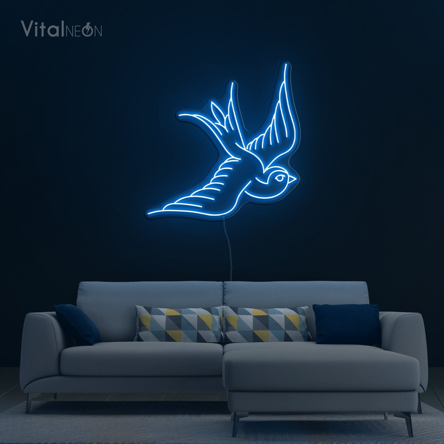 Swallow Neon Sign, Bird LED Light, Handmade Bird Art, Flying Bird Neon ...