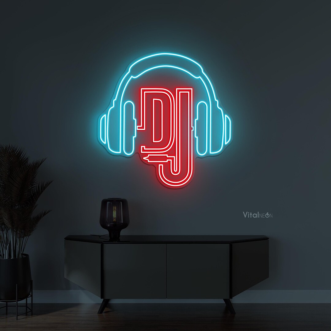 DJ Headphones Neon Sign, DJ Headphones LED Light, Music Room Wall Decor ...