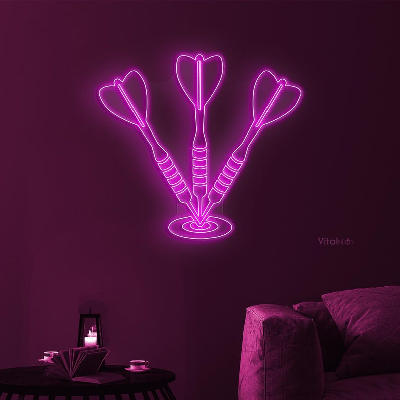 Darts Neon Sign LED Light Target Dartboard Wall Art Club Game Room Bar ...